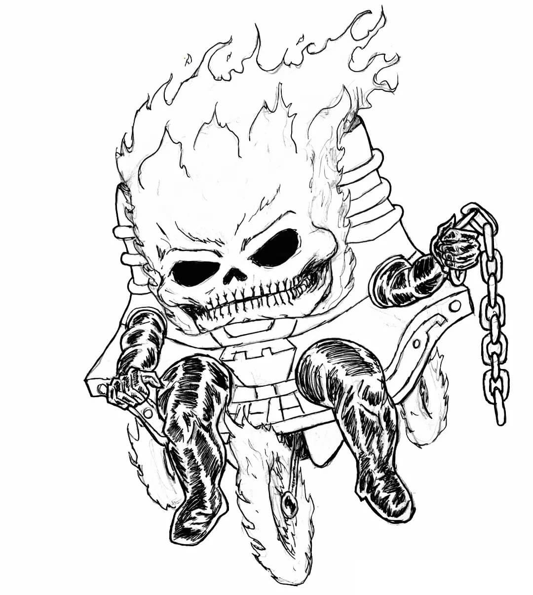 Ghost Rider Chibi Yang Imut imut Mengendarai Motor