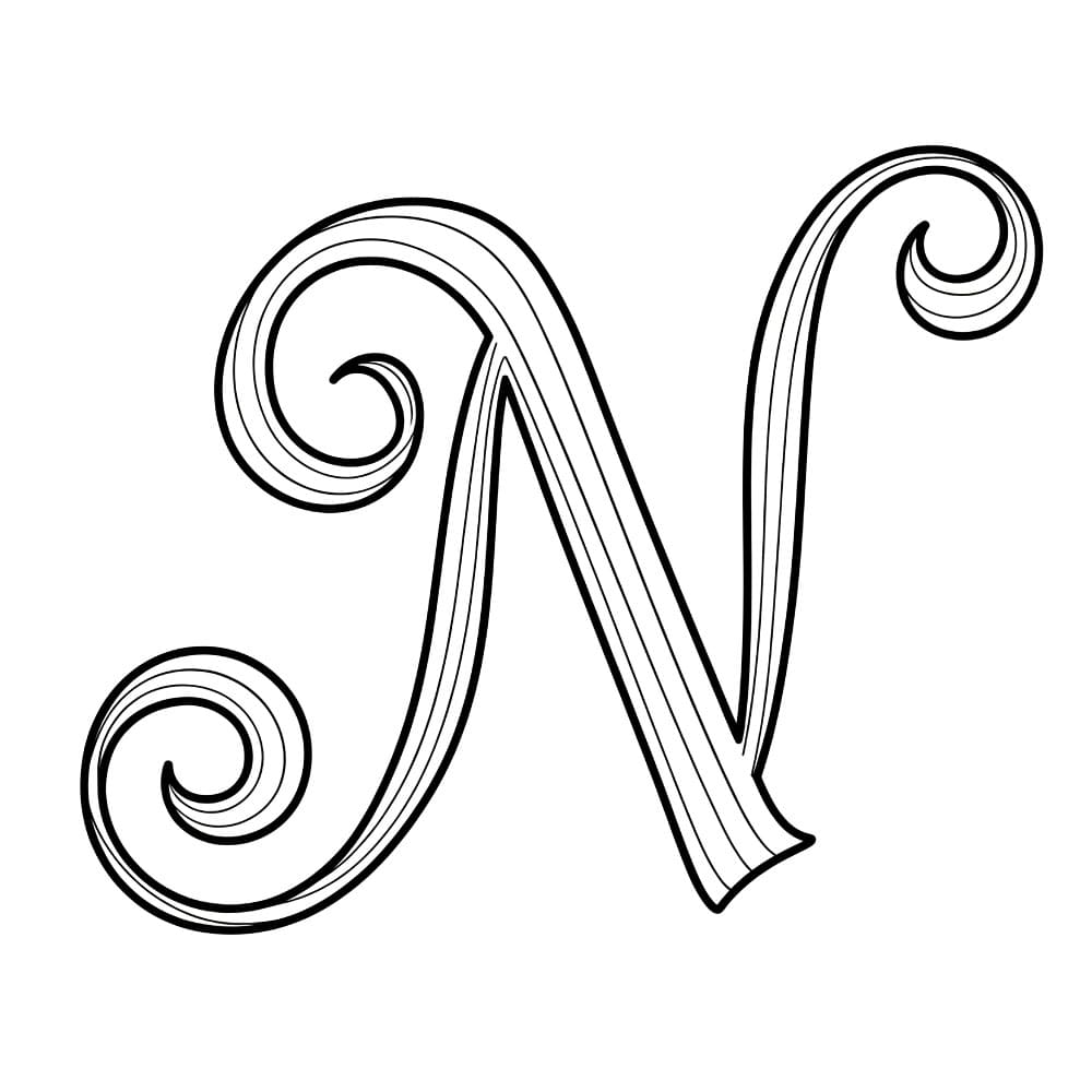 Huruf N kaligrafi